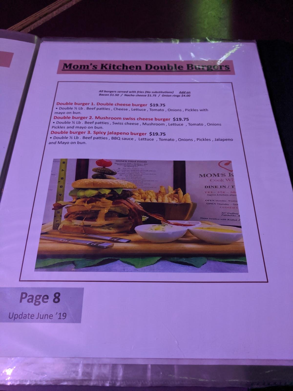 Menu at Tony's Sports Bar, Fairbanks