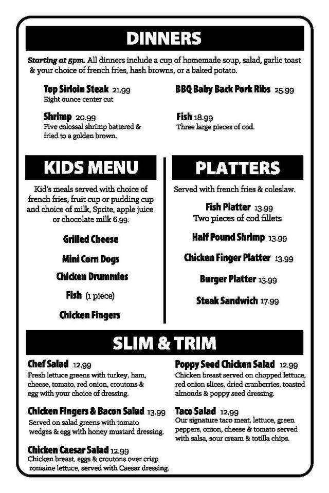 Menu at Trophy House pub & bar, New Trier