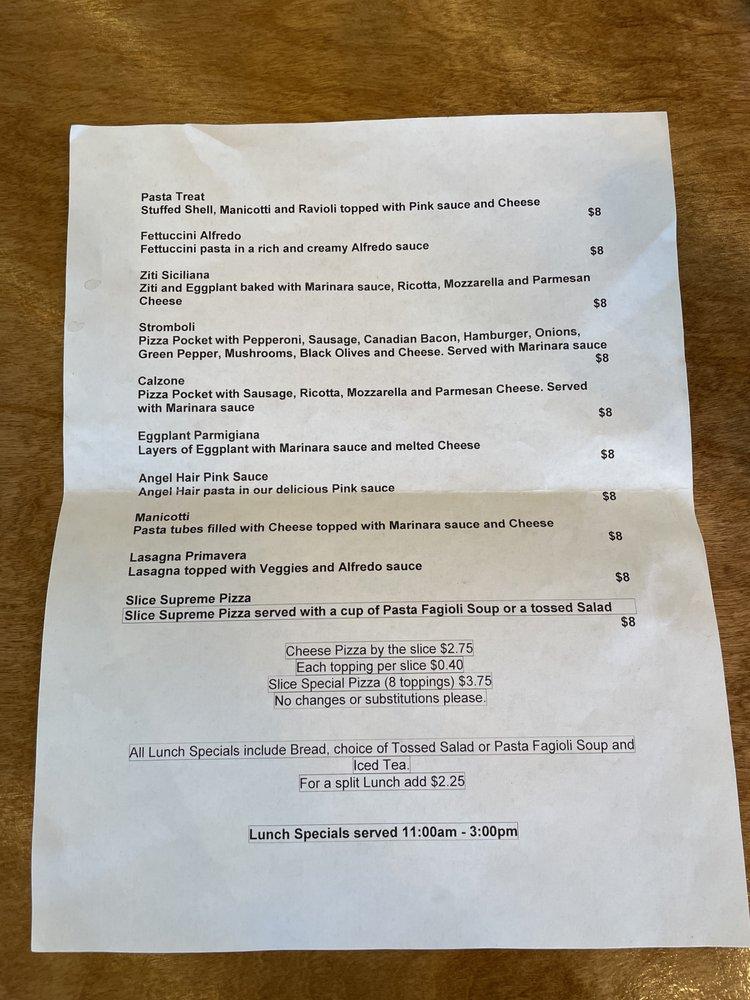 Menu at Cafe Sicilia Watauga, Keller