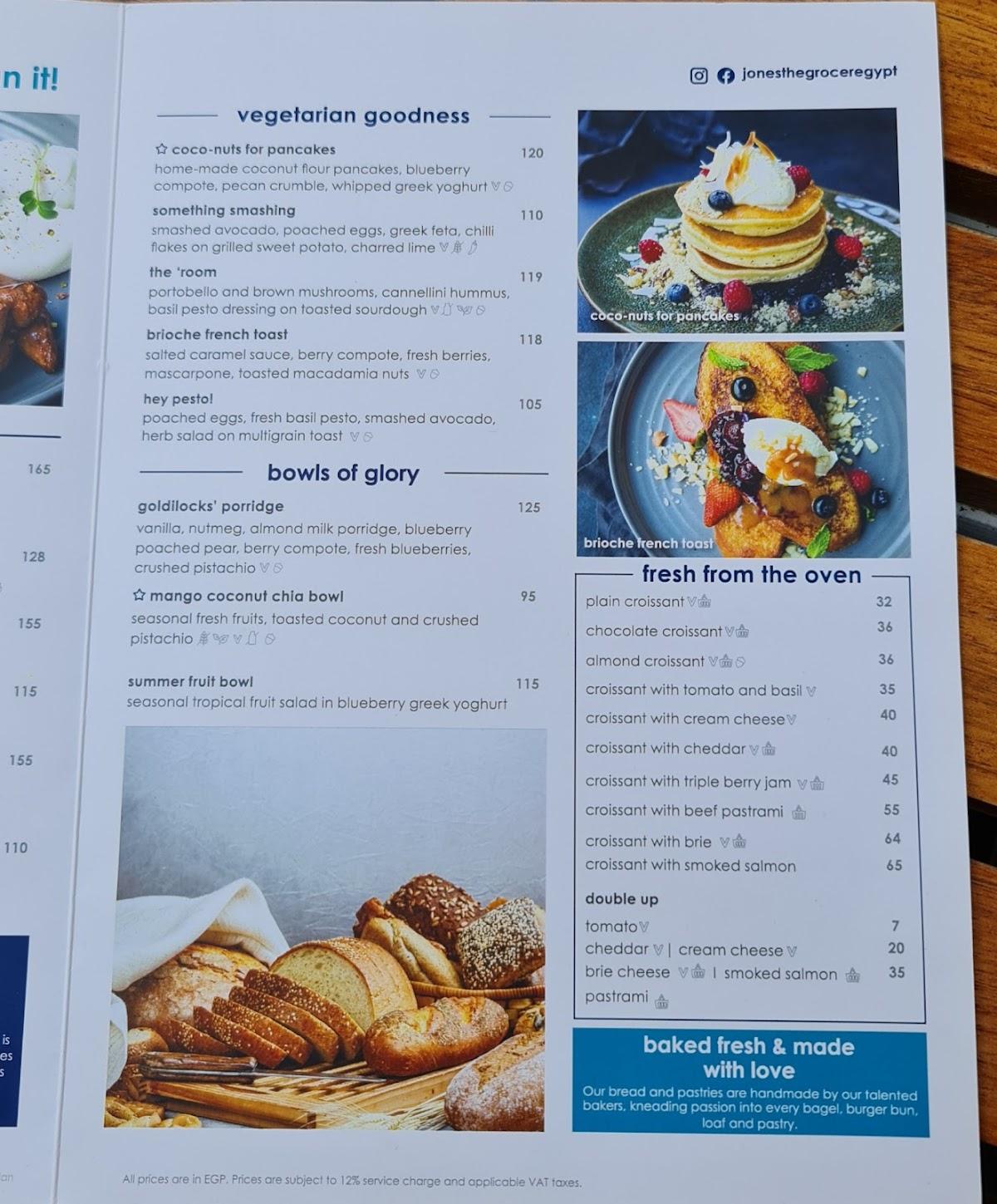 Menu au Jones the Grocer - O1 Mall restaurant, Nouveau Caire