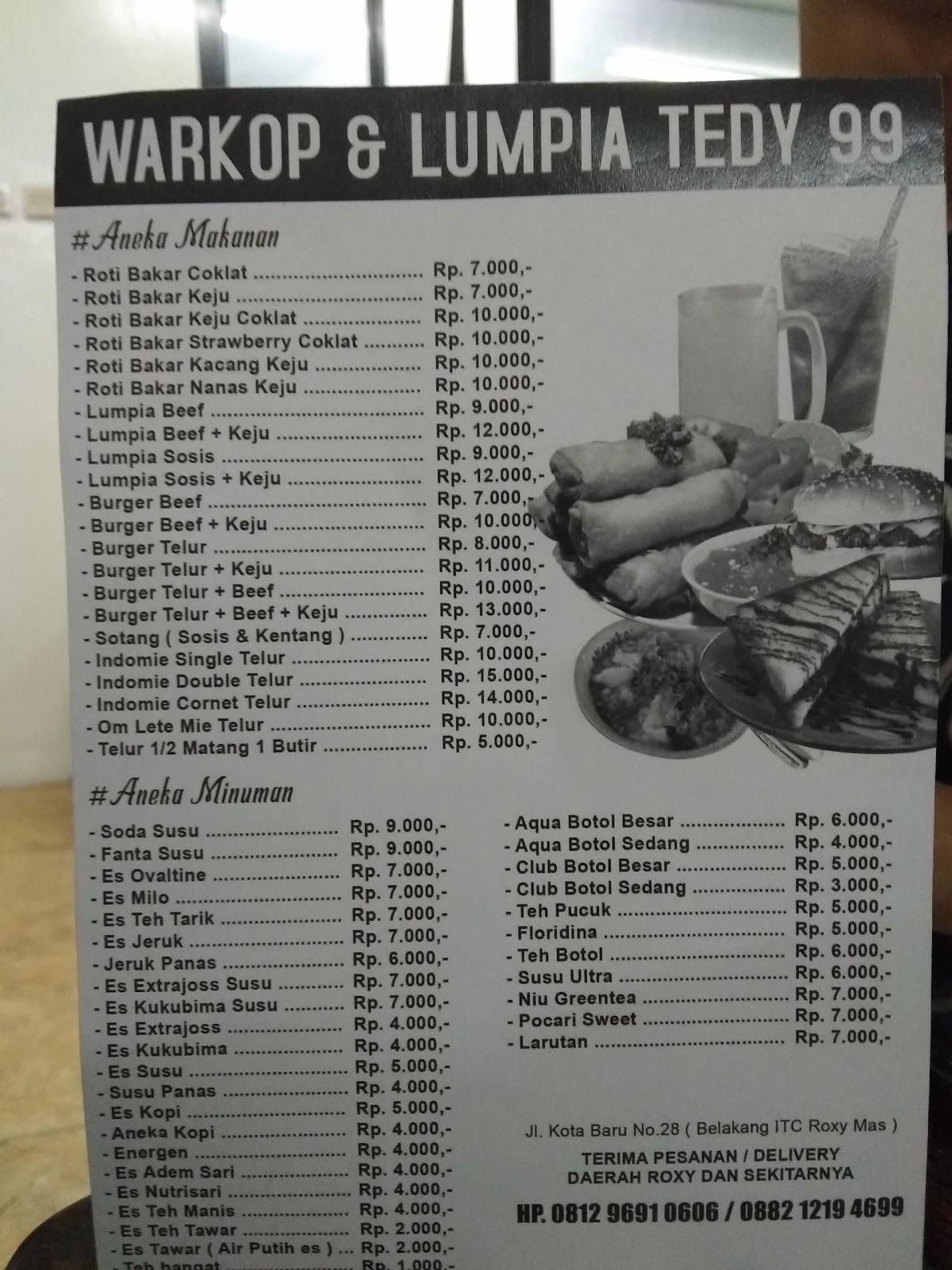 Menu at Lumpia & Coffe Stall Tedy 99, Central Jakarta