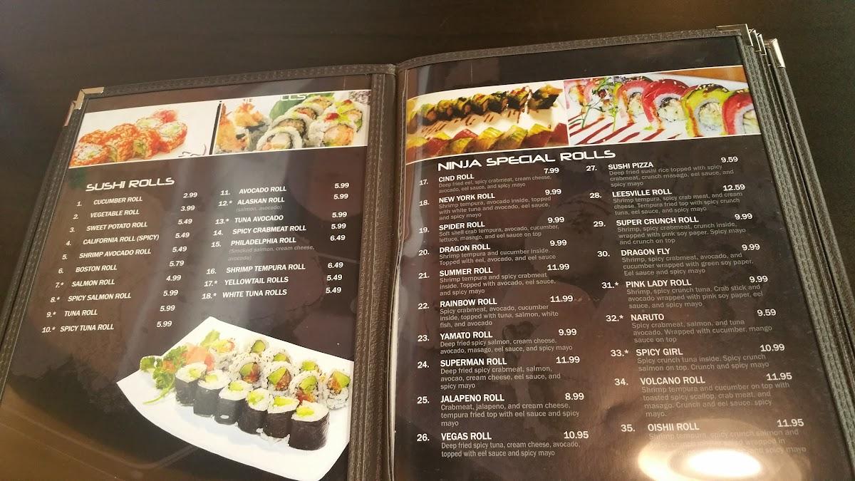 Menu at Ninja Sushi Steak House restaurant, Fort Dodge
