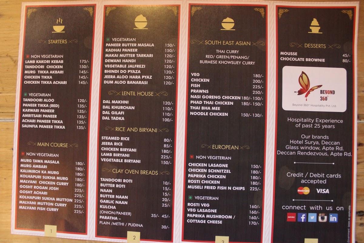 Menu at Beyond 360, Pune, Shop No. 1