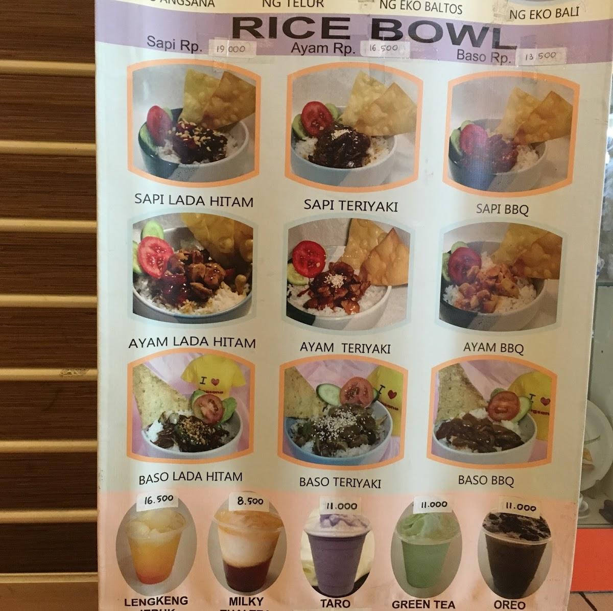 Menu at Angsana cafeteria, Bandung