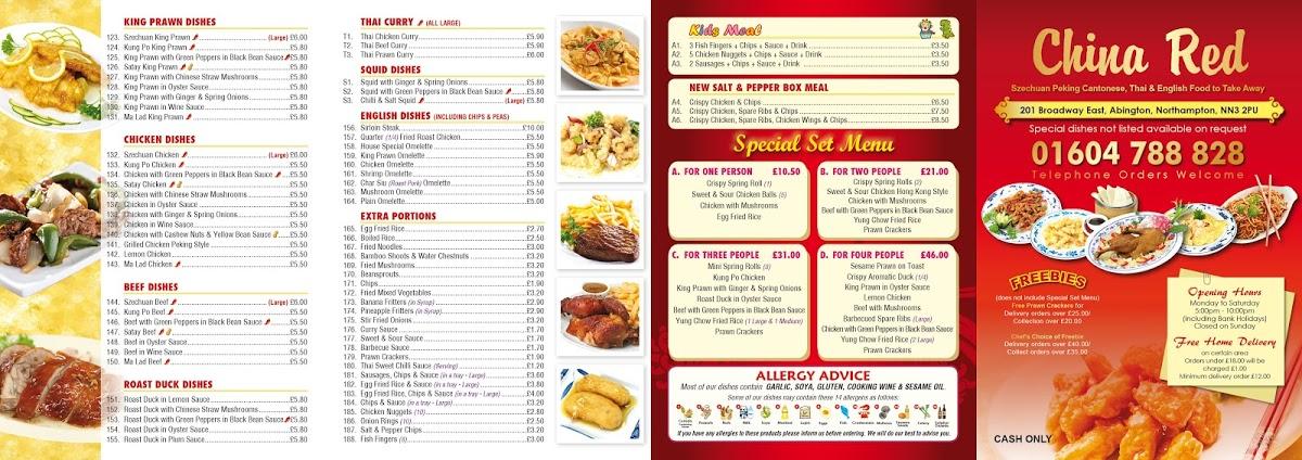 Menu at China Red fast food, Northampton, 201 Broadway E