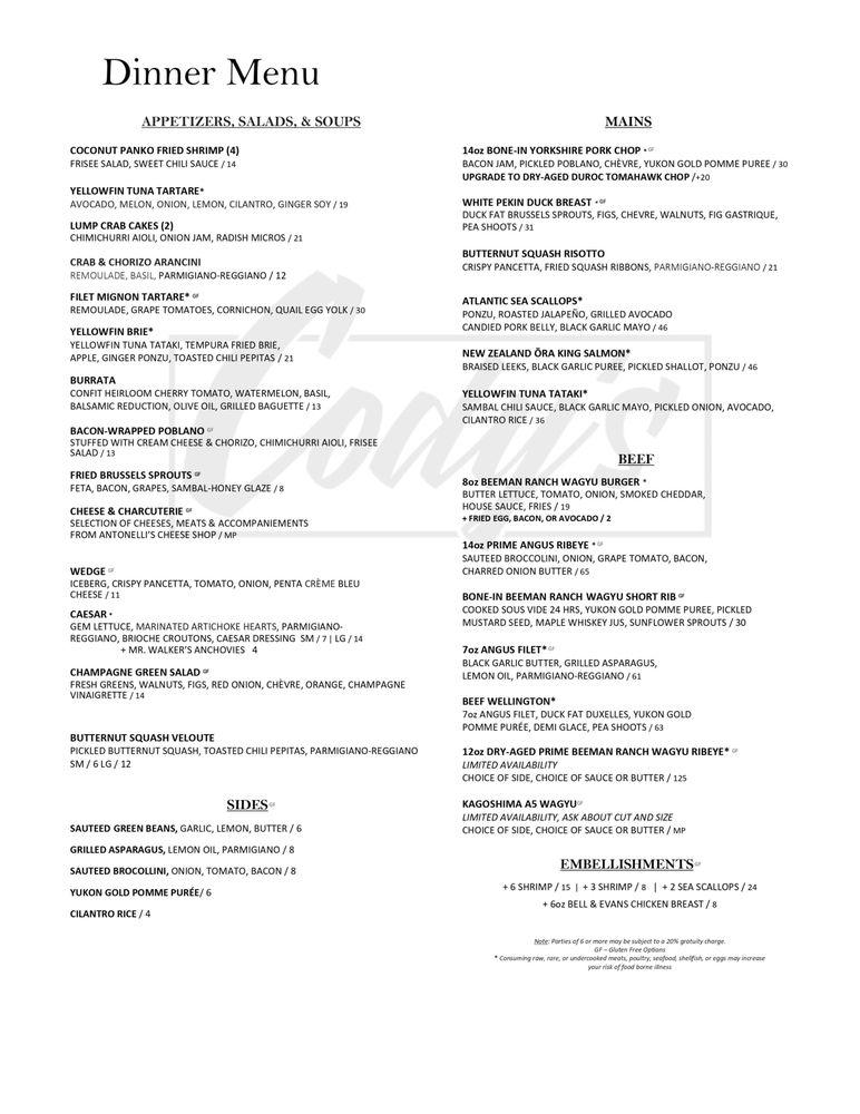 Menu at Cody's Restaurant, Bar, & Patio NB, New Braunfels