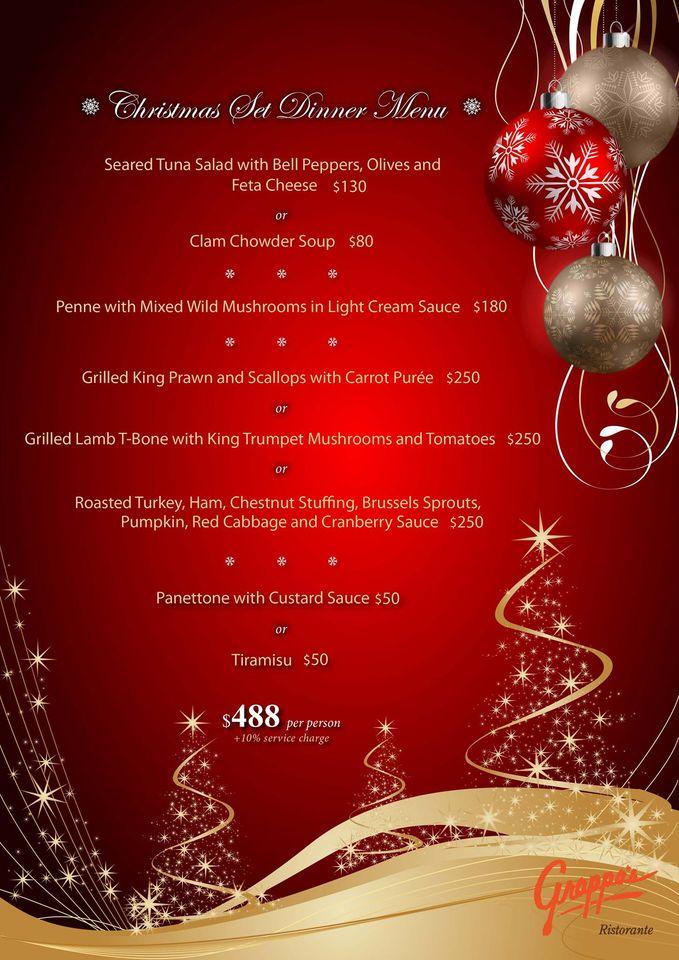 Menu at Grappa's QRE restaurant, Hong Kong