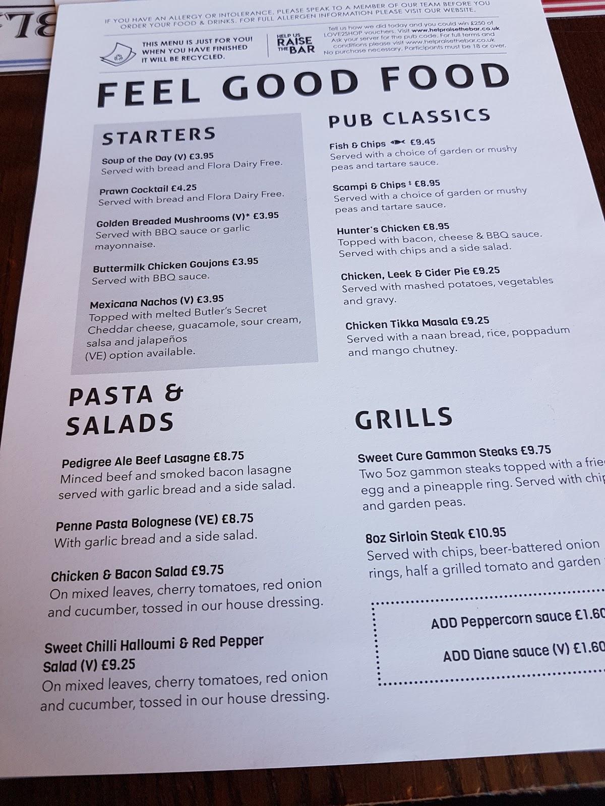 Menu at Ffordd Derwen pub & bar, Rhyl