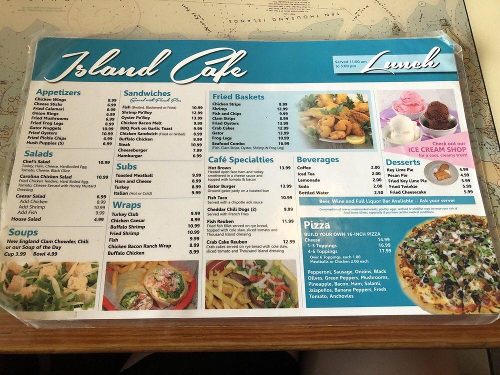 Menu at Island Cafe, Everglades City