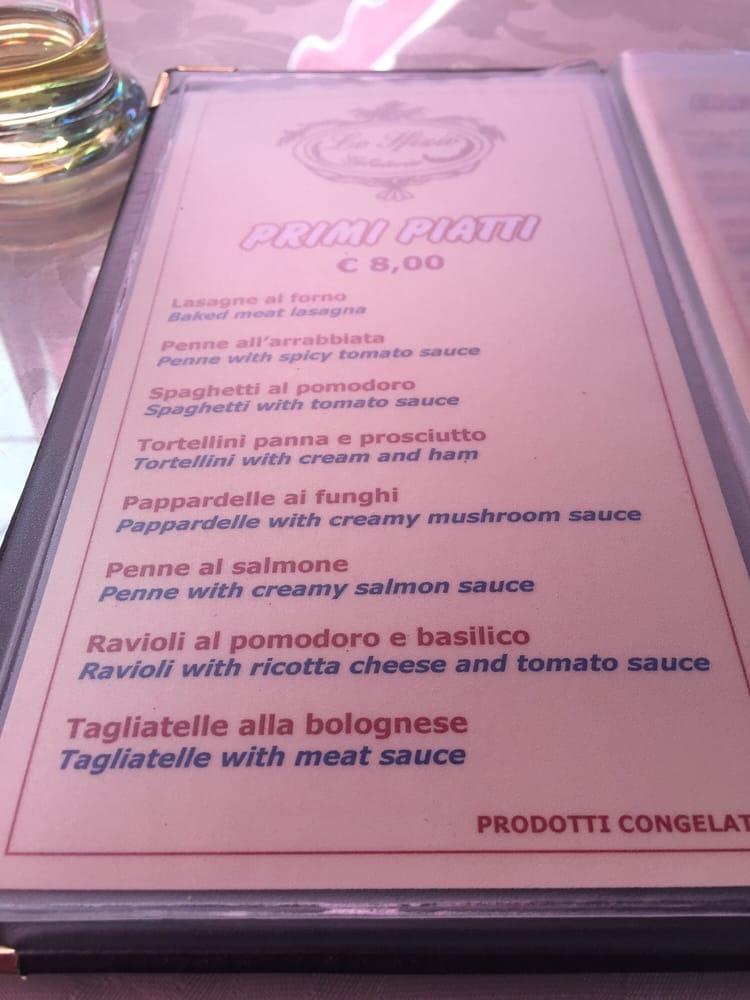 Menu da Lo Sfizio ristorante, Pisa