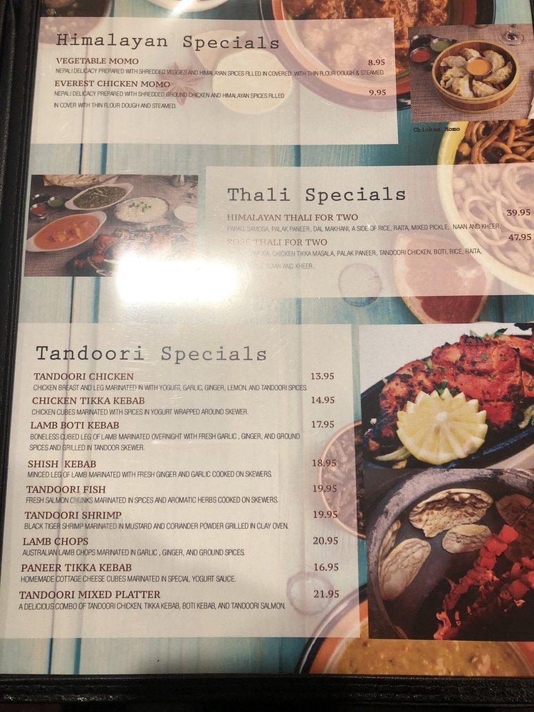 Carta del restaurante Rose Indian Cuisine, San Francisco