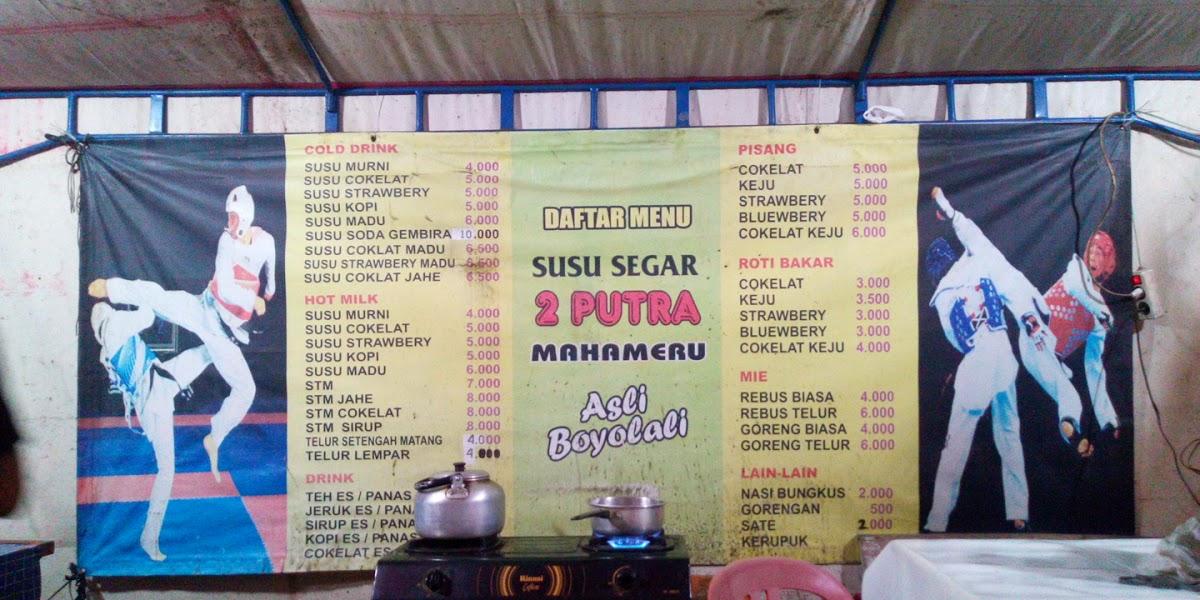 Menu at Susu segar 2 putra Mahameru restaurant, Tohudan