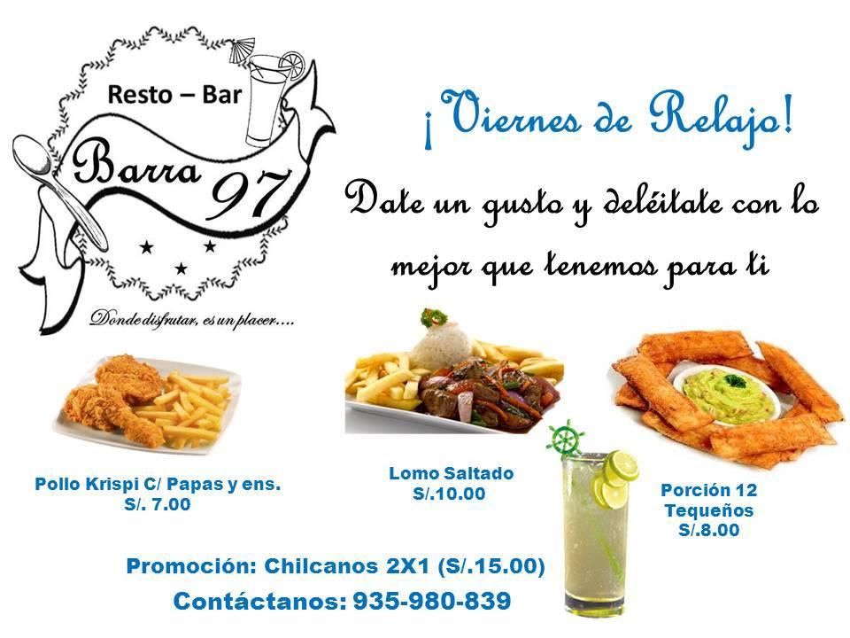 Menu at Barra 97, Peru