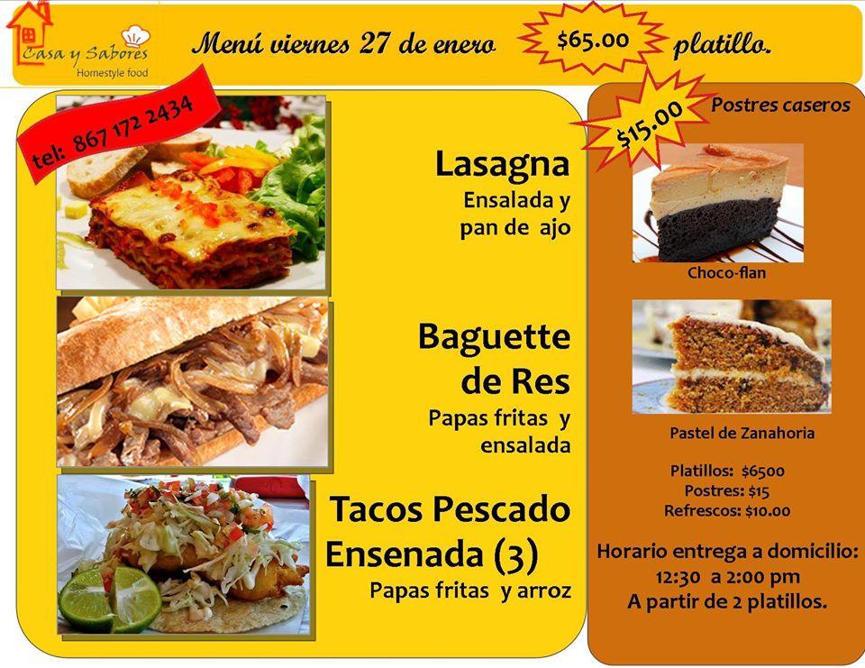 Menu at Casa y Sabores restaurant, Nuevo Laredo