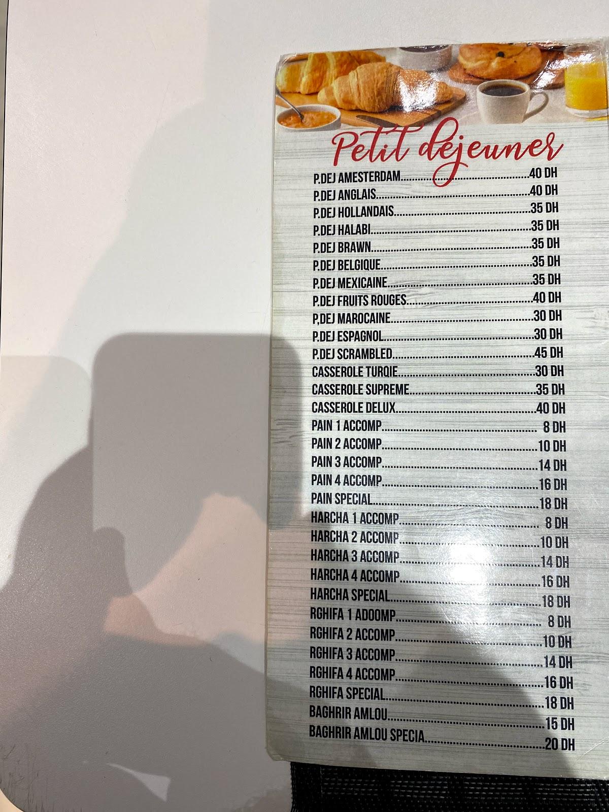 Menu at Crémerie Fruits Rouges restaurant, Tangier