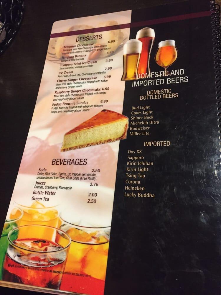 Menu at Hayashi Midtown restaurant, Lubbock, 19th St