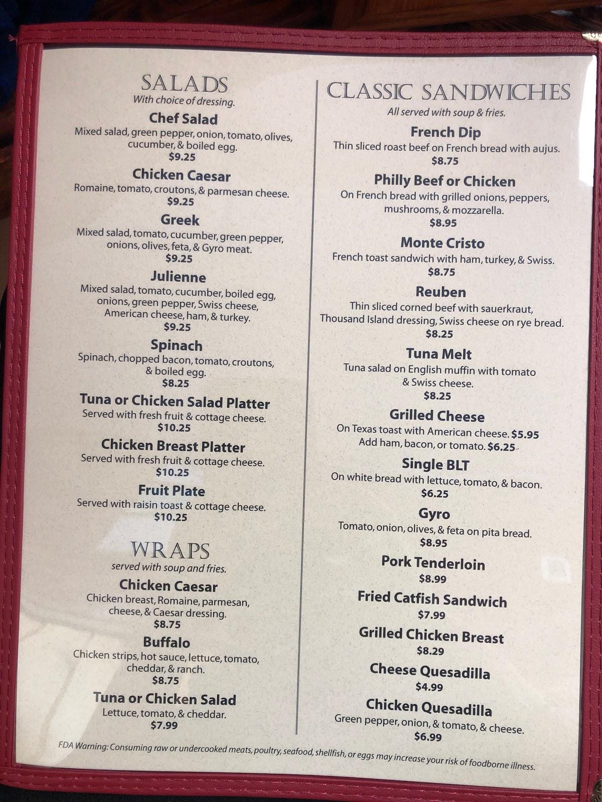 Menu at Sofia's Kitchen restaurant, Angola, N Wayne St