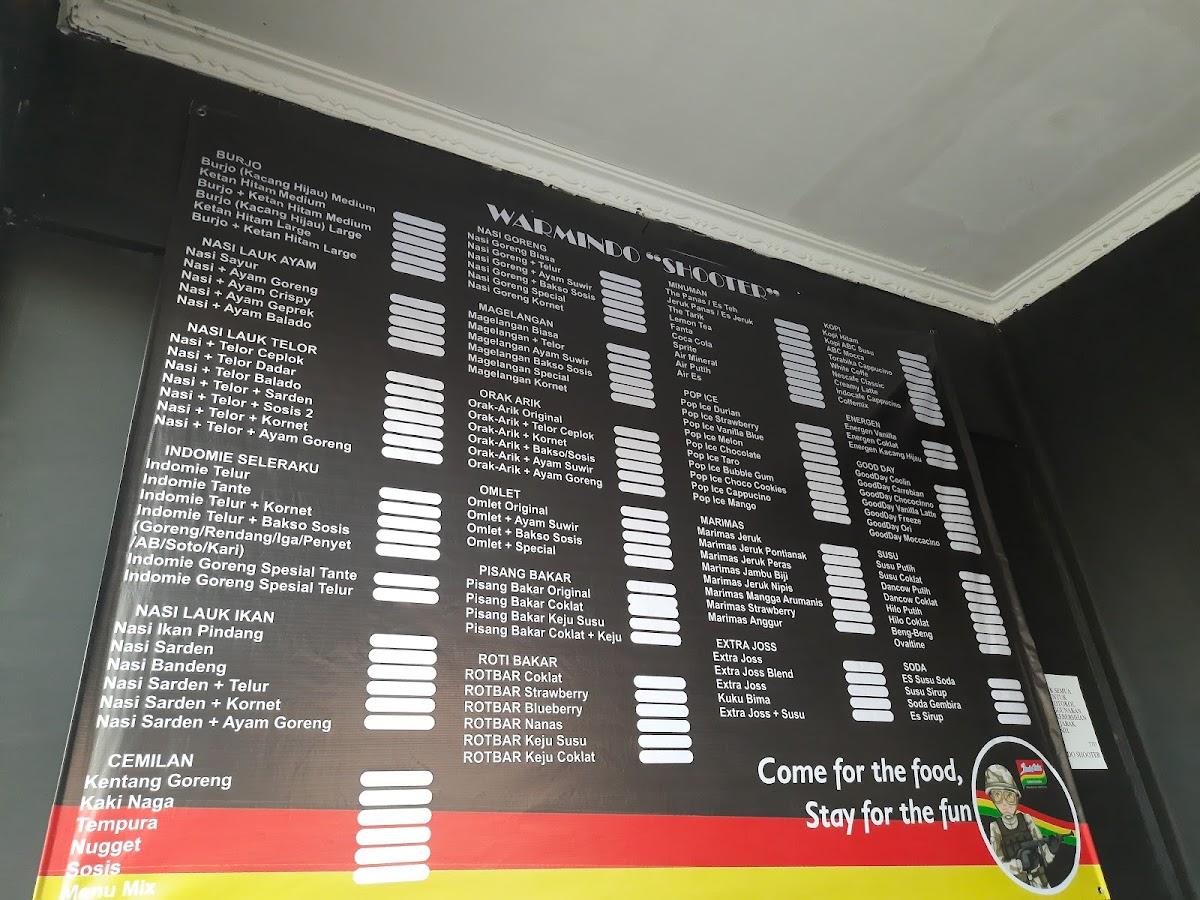 Menu at MARMINDO "SHOOTER" restaurant, Tamanmartani