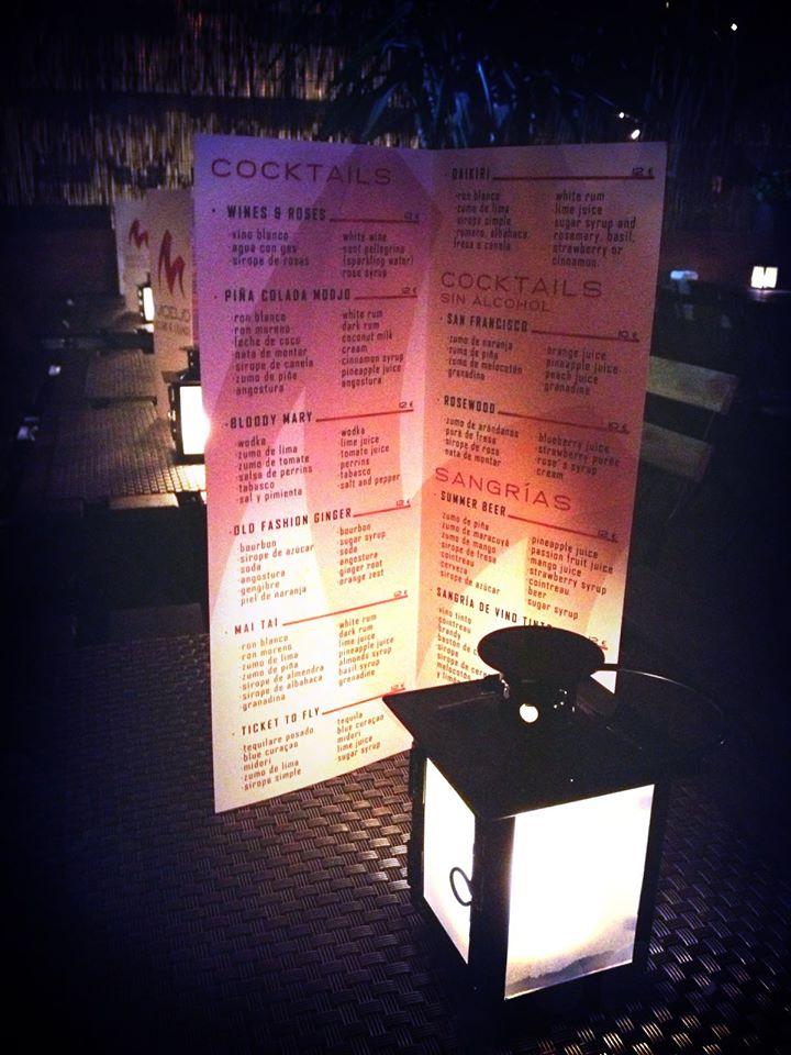 Menu at Modjo pub & bar, Ibiza