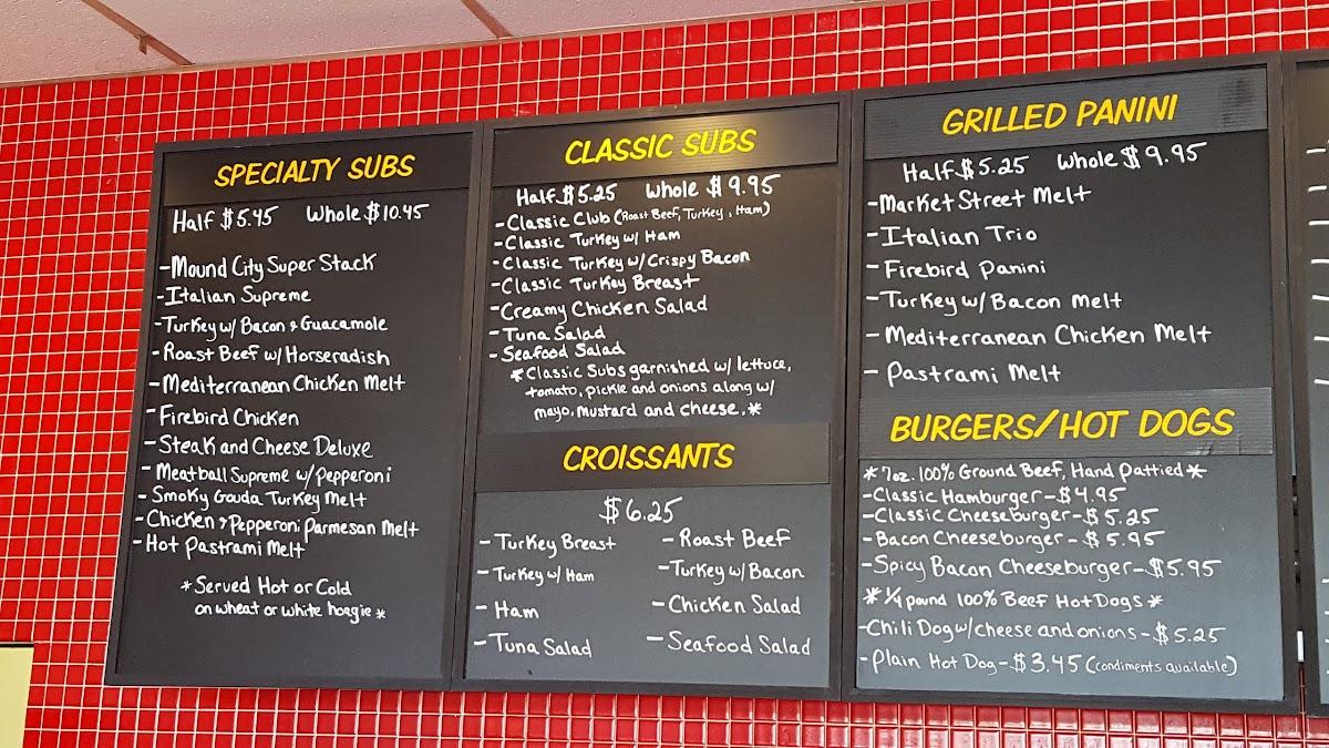 Menu at Mound City Sandwich Shop fast food, St. Louis
