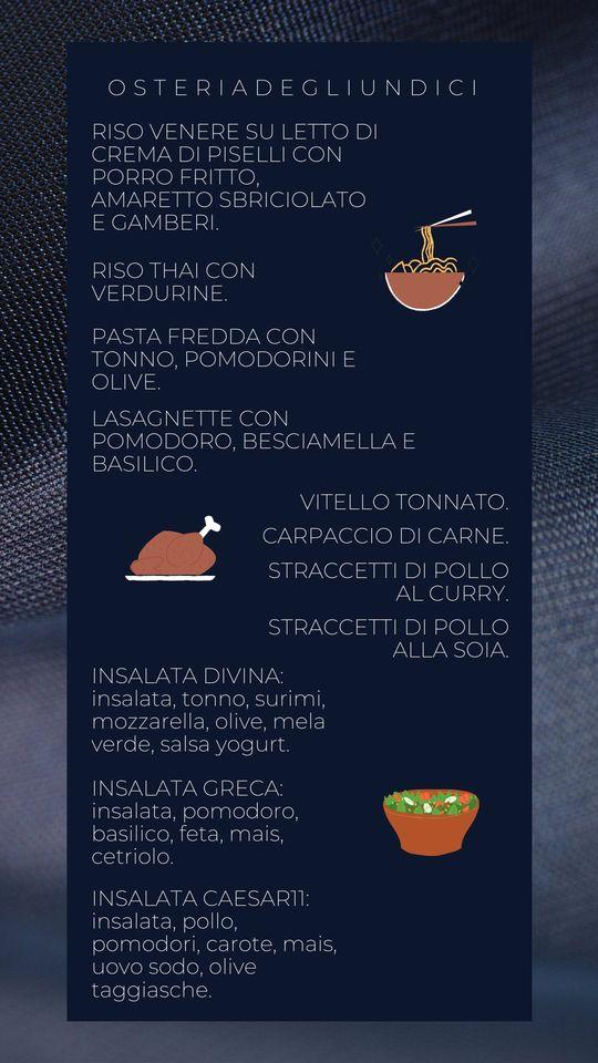 Menu at Osteria degli Undici restaurant, Coccaglio
