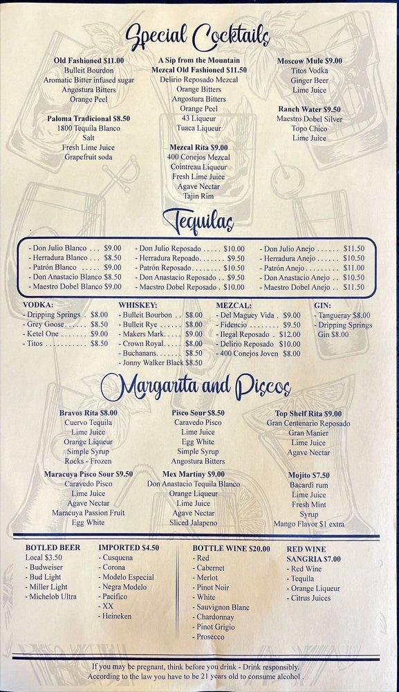 Menu at Pollo Bravo restaurant, Pearland