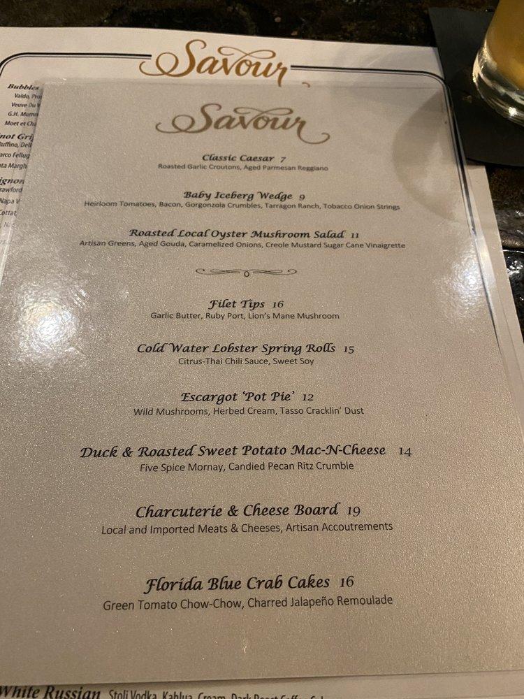 Menu at Savour pub & bar, Tallahassee