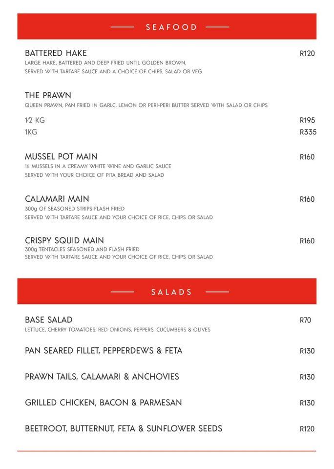 Menu at The Furnace restaurant, East London, Crossways Village Schafli ...