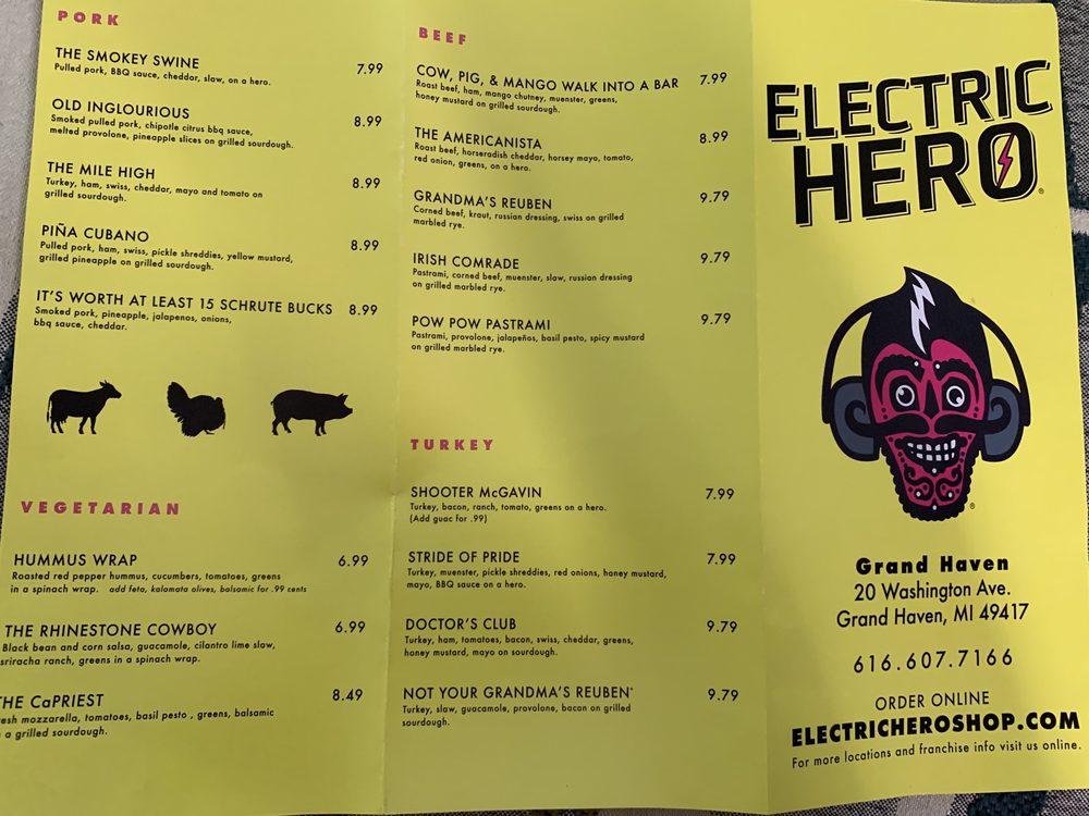 Menu at Electric Hero Grand Haven restaurant, Grand Haven, 20 ...