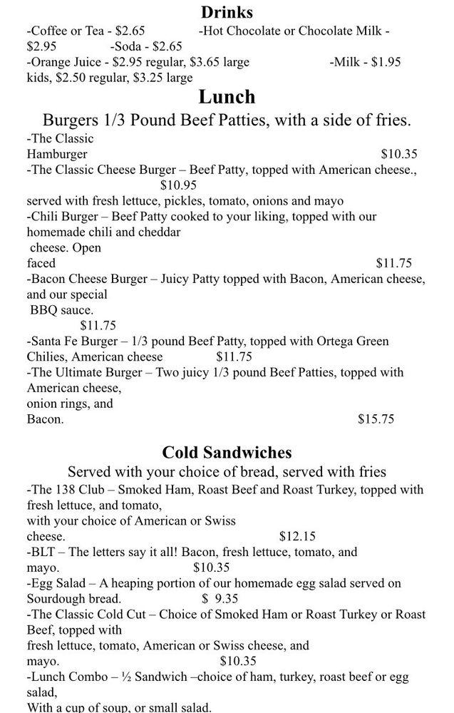 Menu at Malcolm's Steakhouse, Pearblossom