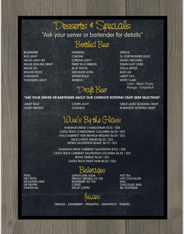 Menu at Fisher's American Tavern pub & bar, Solon