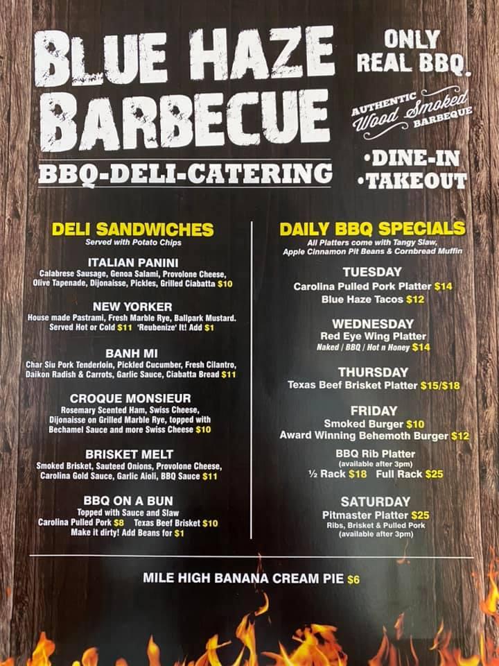 Menu at Blue Haze Barbecue LTD, Beausejour
