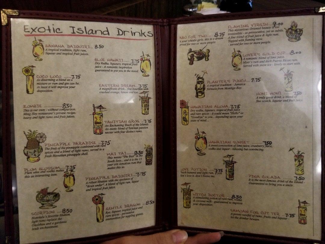 Menu at Eng's restaurant, Kingston