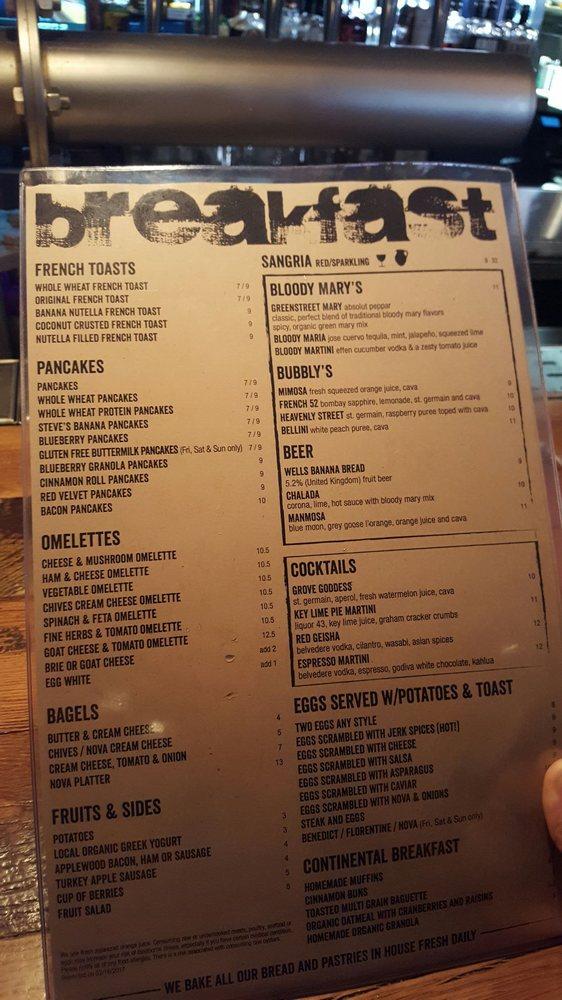 Menu at Greenstreet Cafe, Miami, Main Hwy