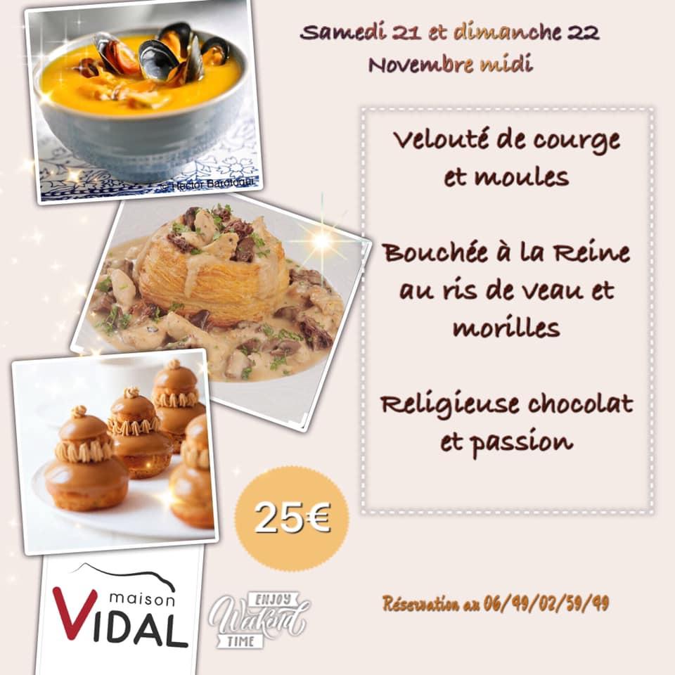 Menu au Restaurant Vidal, Saint-Julien-Chapteuil, Pl. du Marché