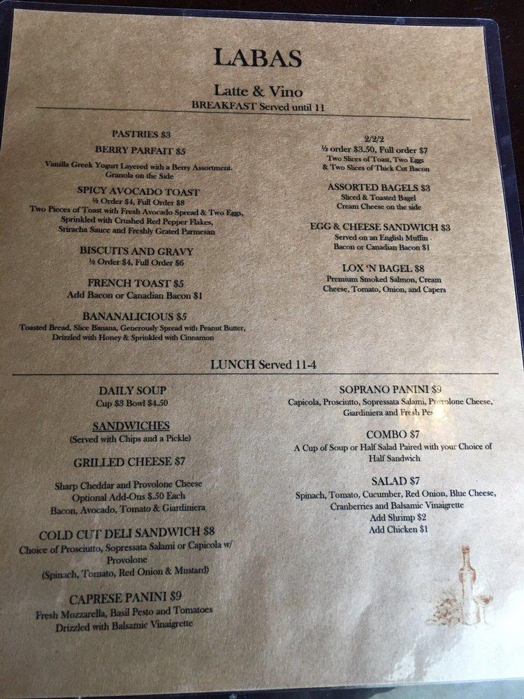 Menu at Labas pub & bar, Monee