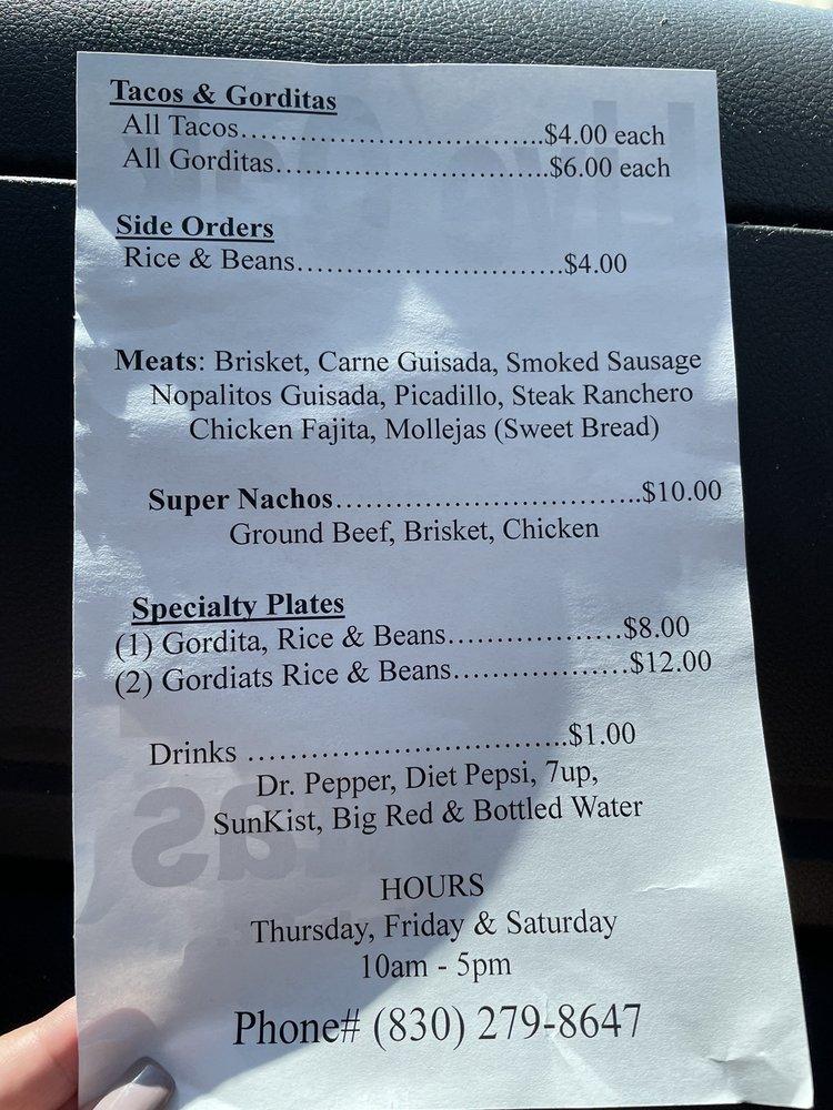 Menu at Live Oak Drive Thru restaurant, Uvalde