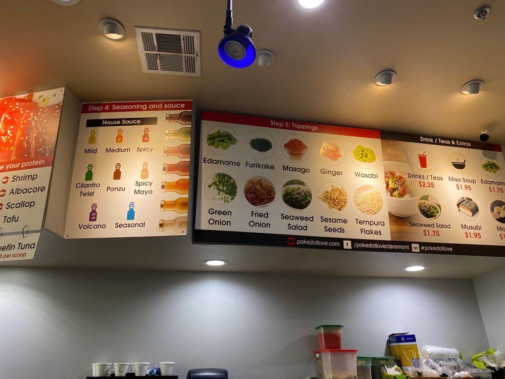 Menu at Poke Dot restaurant, Claremont