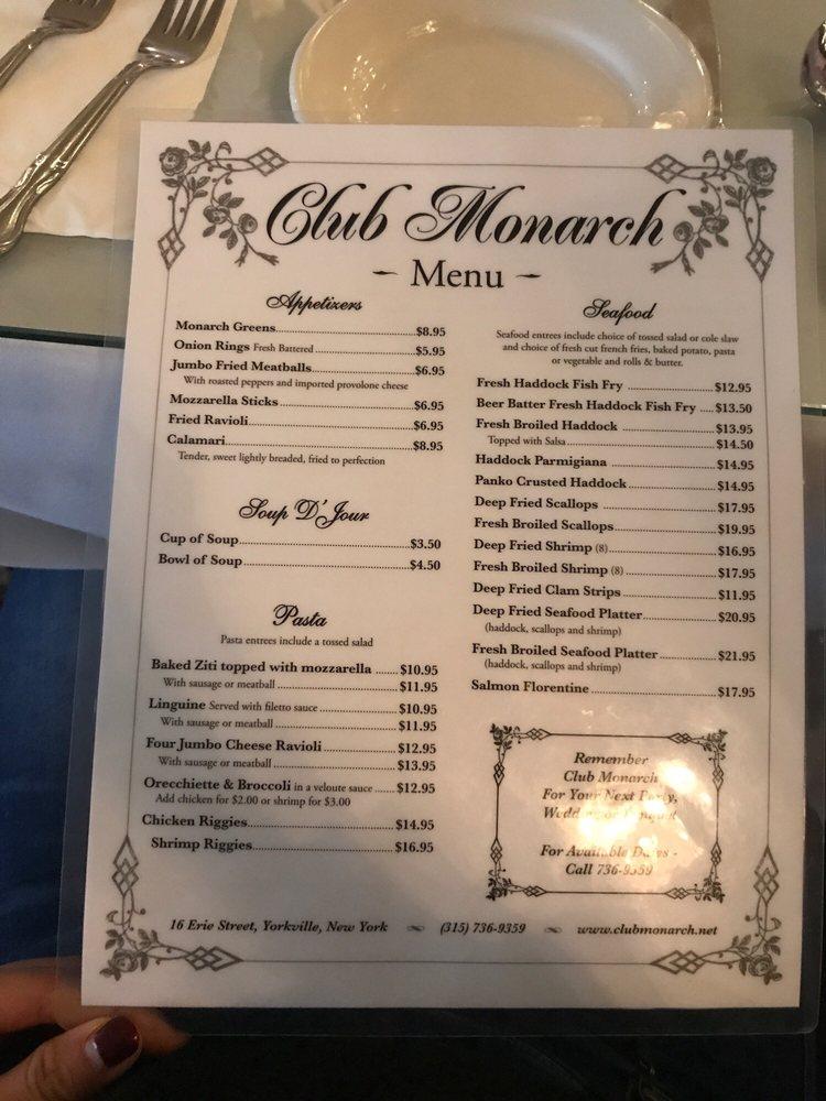 Menu at Monarch Banquets pub & bar, Yorkville