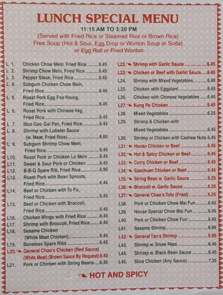 Menu at Golden Dragon restaurant, Smithtown