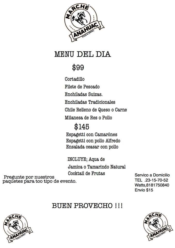 Menu at Marché restaurant, San Nicolás de los Garza