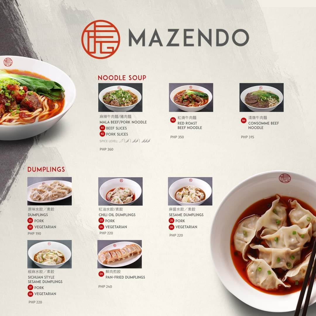 Menu at Mazendo x Chatime restaurant, Makati