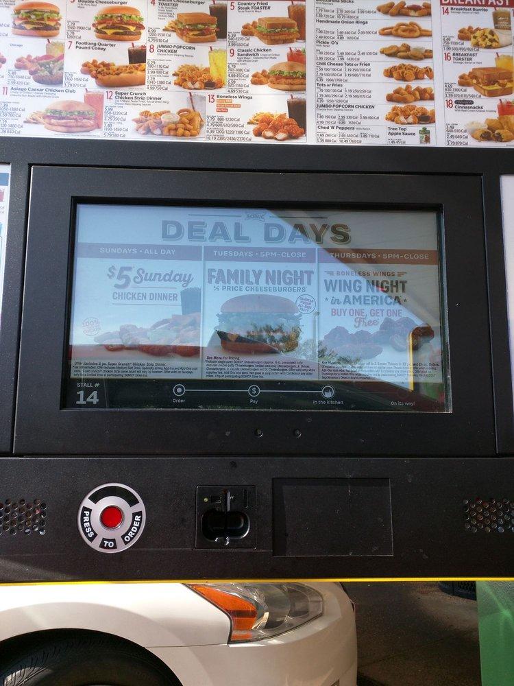 Menu at Sonic Drive-In fast food, Memphis, Winchester Rd