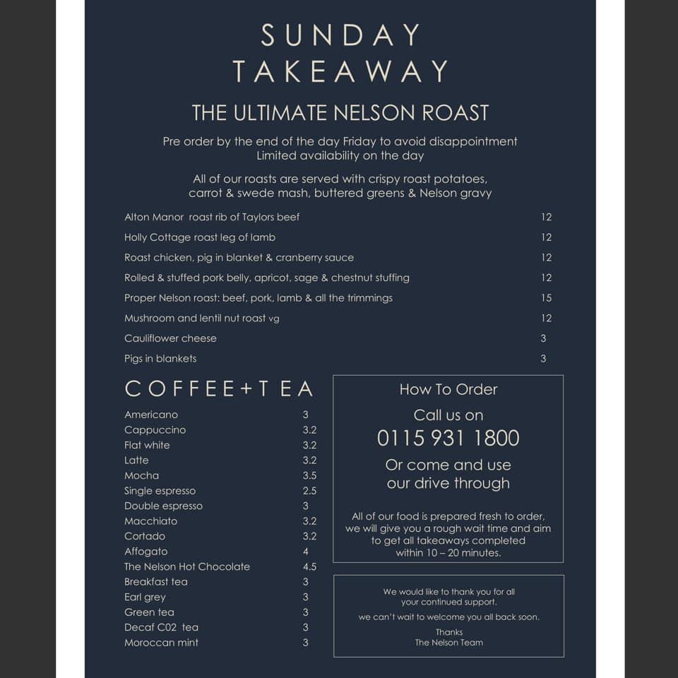 Menu at The Nelson pub & bar, Nottingham