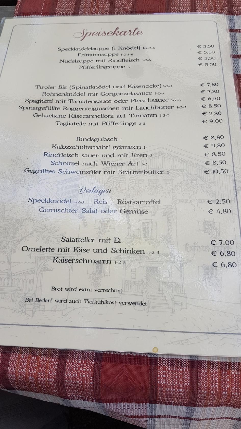 Speisekarte von Gasthaus Huber restaurant, Klausen