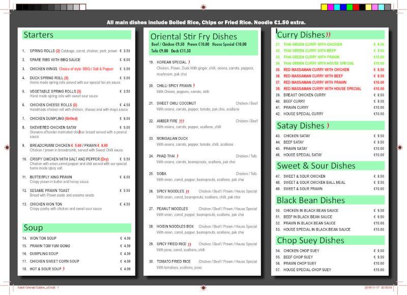Menu at Katch Oriental Food restaurant, Bandon