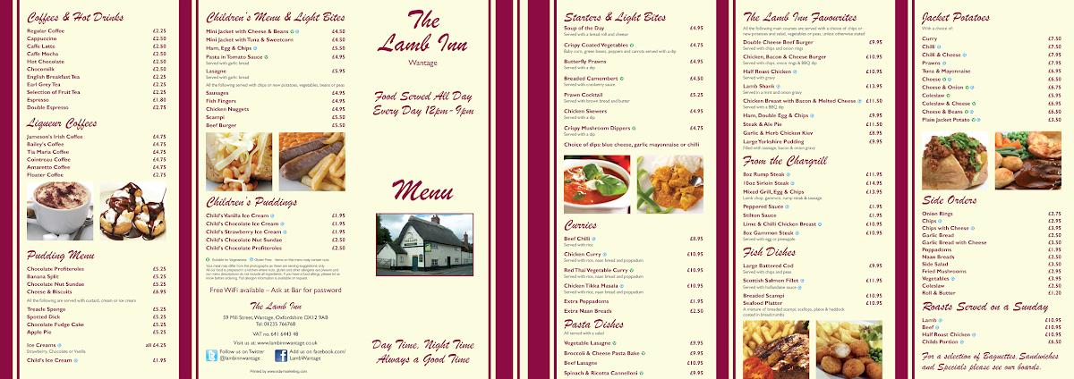Menu at The Lamb Inn pub & bar, Wantage