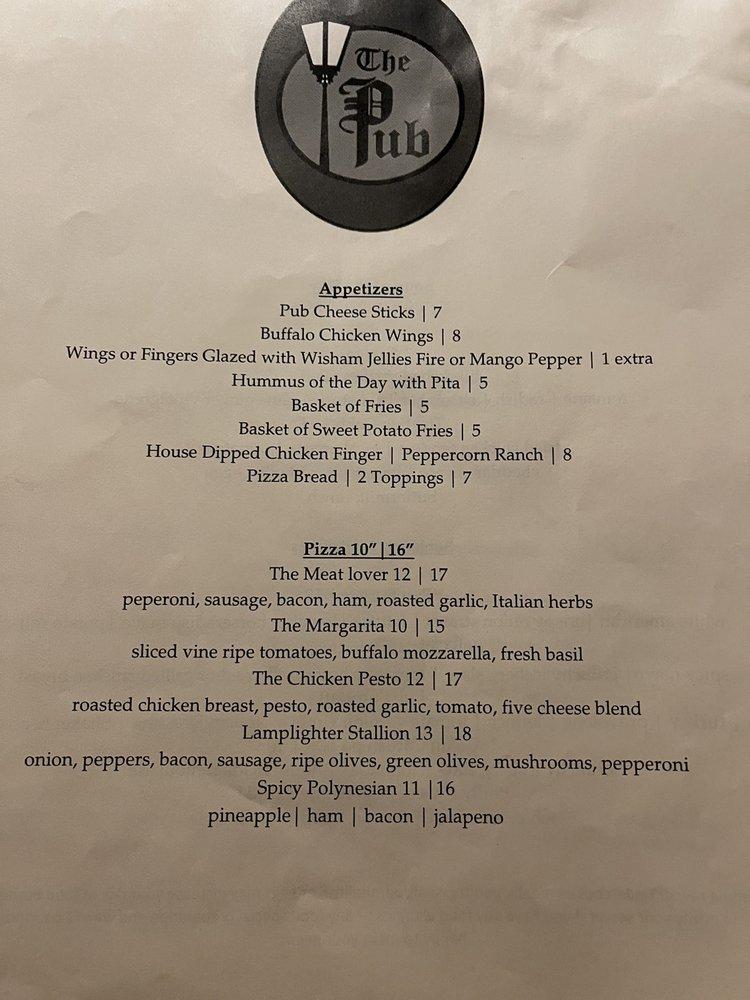 Menu at The Pub, Tifton