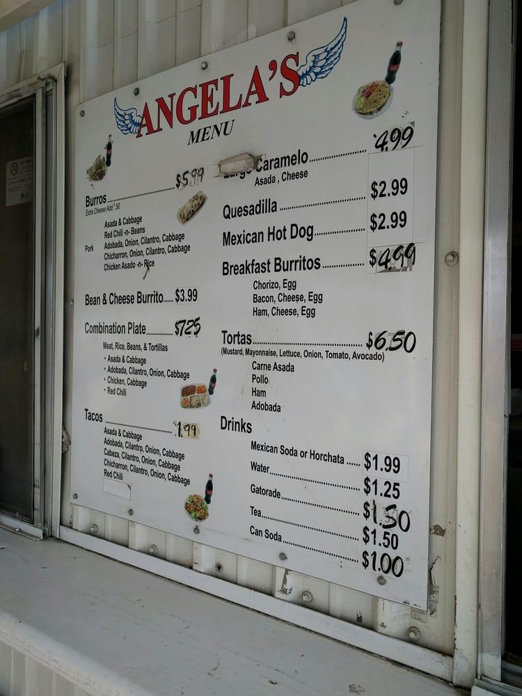 Menu at Angela's Mexican Food restaurant, Tucson, N Stone Ave