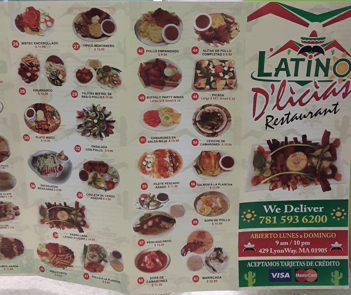 Menu at El Tejano restaurant, Lynn